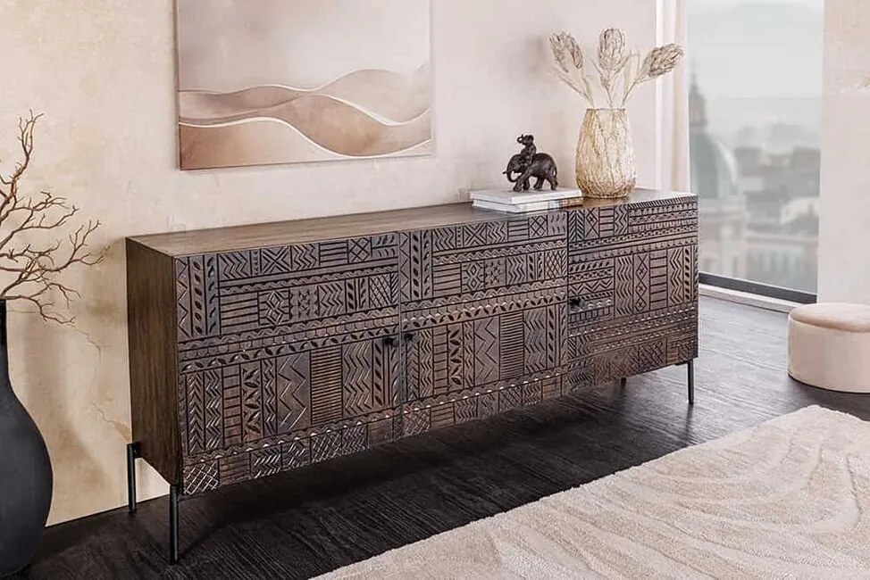 Designová komoda z masivu Artemis 3D vzory mango 180cm