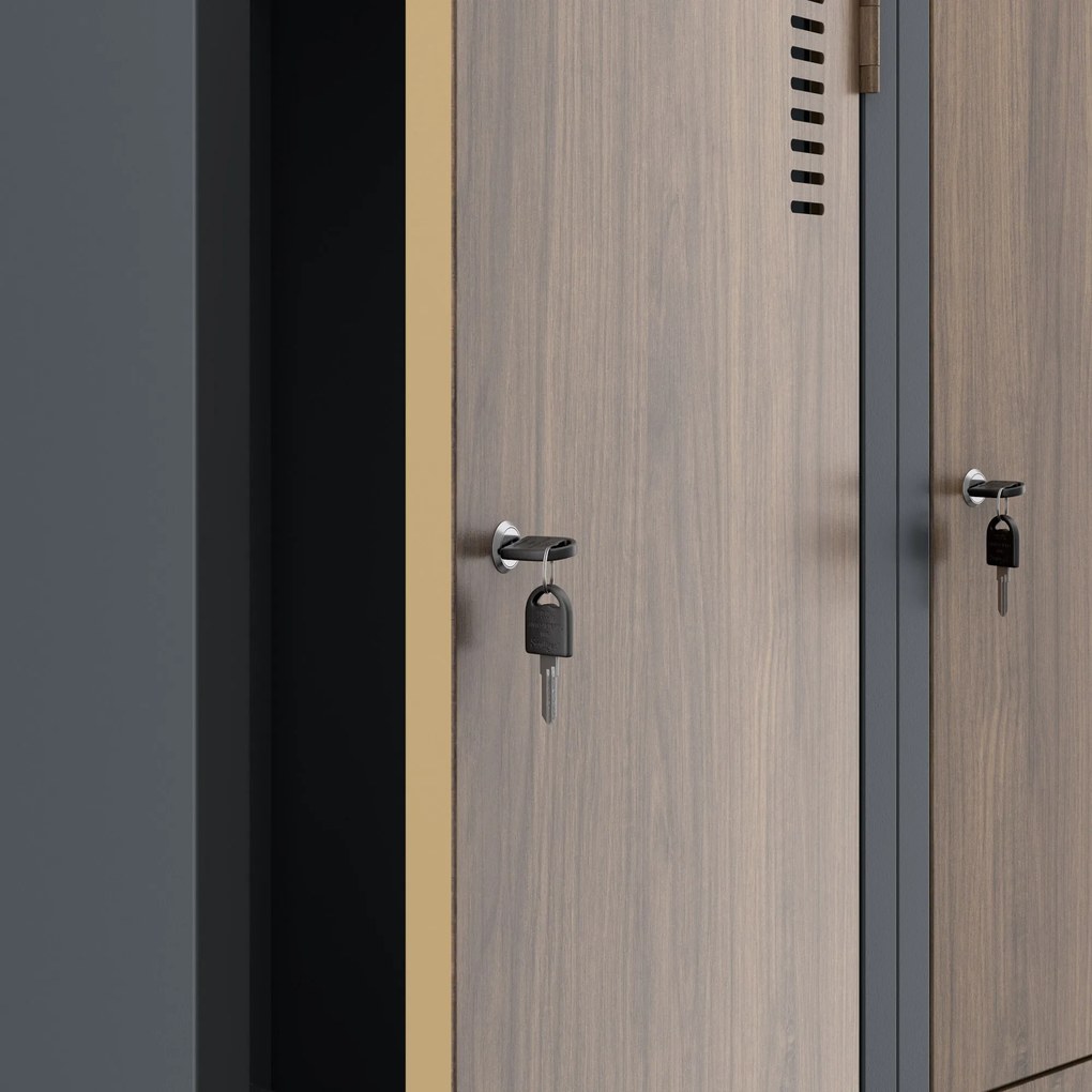 Šatní skříň typu L se 4 komorami, antracit/ořech, 800x1850x450 mm: JULIA Eco Design