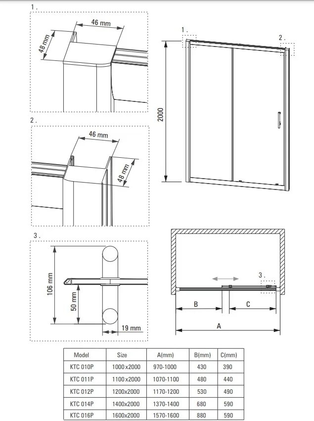 Deante Cynia, posuvné sprchové dveře 110x200 cm, 6mm čiré sklo, chromový profil, DEA-KTC_011P