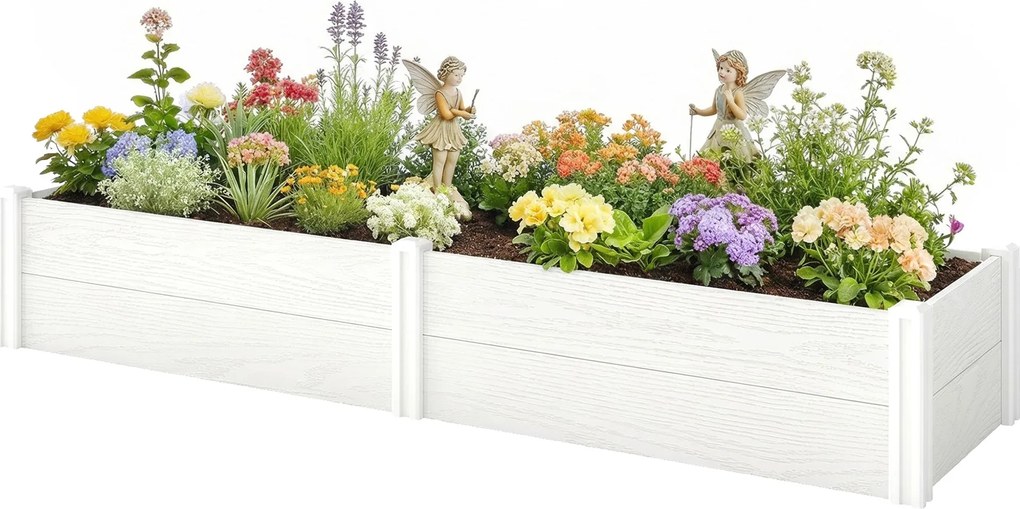 Outsunny vyvýšený plastový záhon, skládací bez nářadí – 197 × 54 × 33 cm pro zahradu, balkon, květiny a zeleninu | Aosom