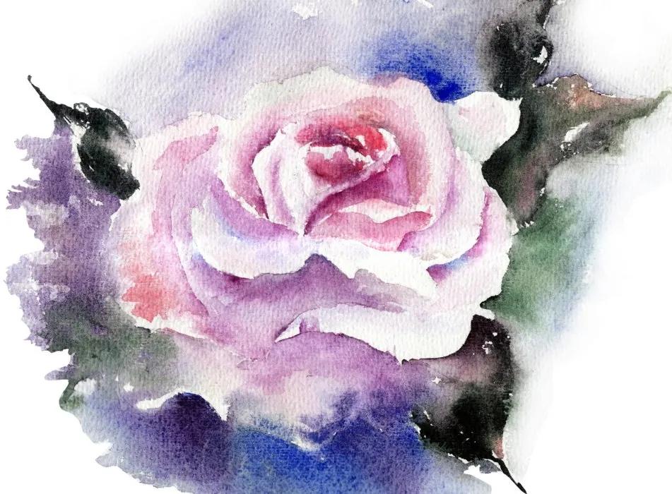 Obraz Krásná Růže Malovaná Akvarelem Nedostatek Nedostatek Plátno Canvas 120x80