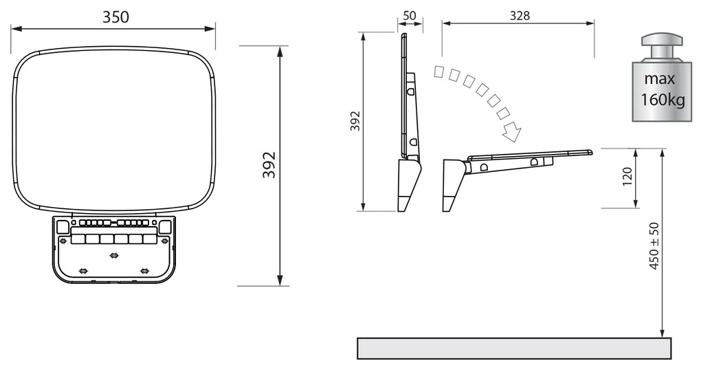 Polysan Saap sedátko do sprchového koutu sklopné 35 x 32,8 cm bílá CW1110W Koupelny Bernold