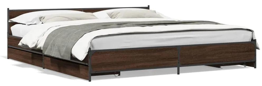 Rám postele se zásuvkami hnědý dub 200x200 cm kompozitní dřevo,  3279916