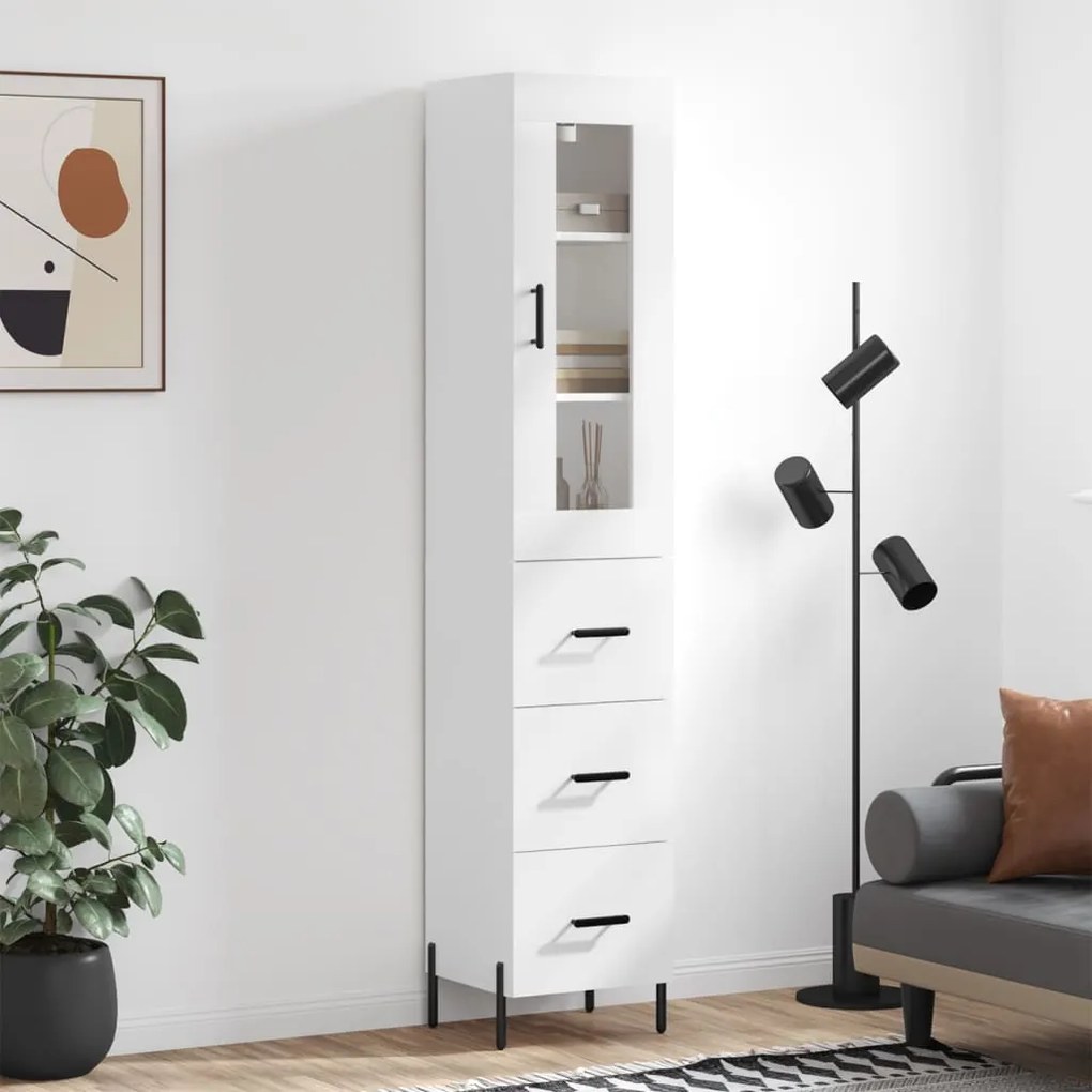 Skříň highboard bílá 34,5 x 34 x 180 cm kompozitní dřevo