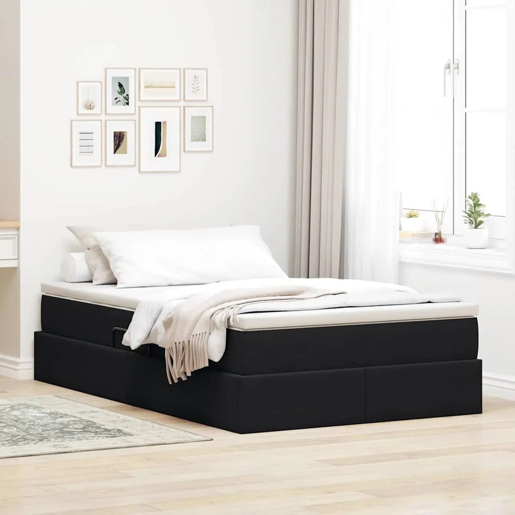 Postel s úložným prostorem a matrací Černá 120 x 200 cm samet 3370295