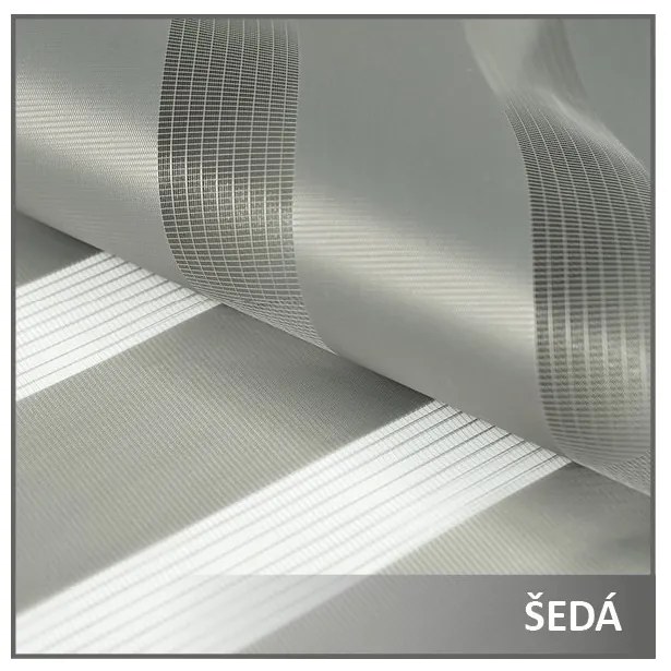 Dekodum Roleta den a noc v bílé kazetě soft, barva látky Šedá Šířka (cm): 111, Výška (cm): Balkonová (do 200 cm), Strana mechanismu: Levá