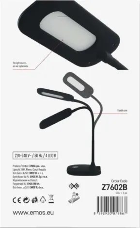 LED stolní lampa STELLA černá EMOS Z7602B