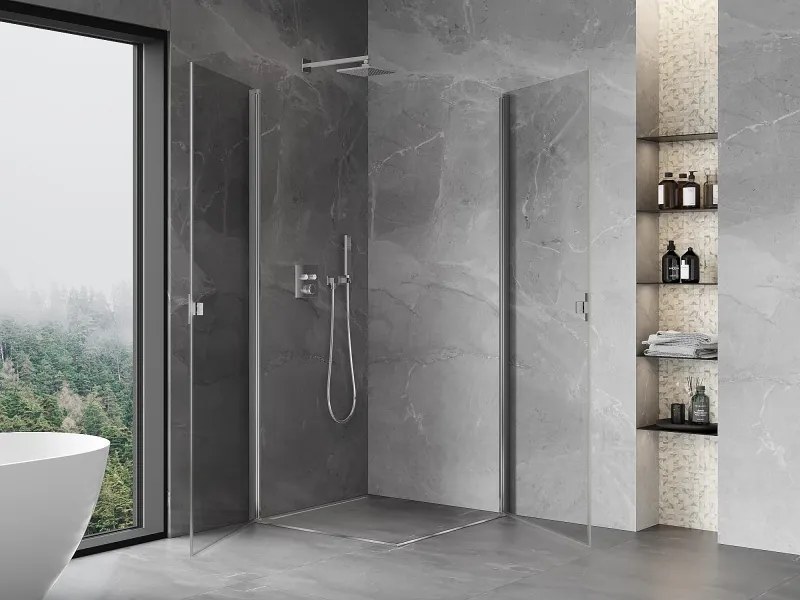 Mexen Mist-B Duo, 2-křídlý výklopný sprchový kout 100 x 100 cm, čiré sklo, chromový profil, 8A2-100-100-01-00