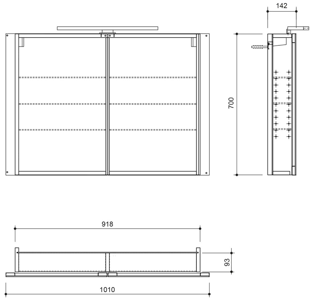 Sapho GRETA galerka s LED osvětlením, 101x70x14cm, bílá mat - GT100-0031