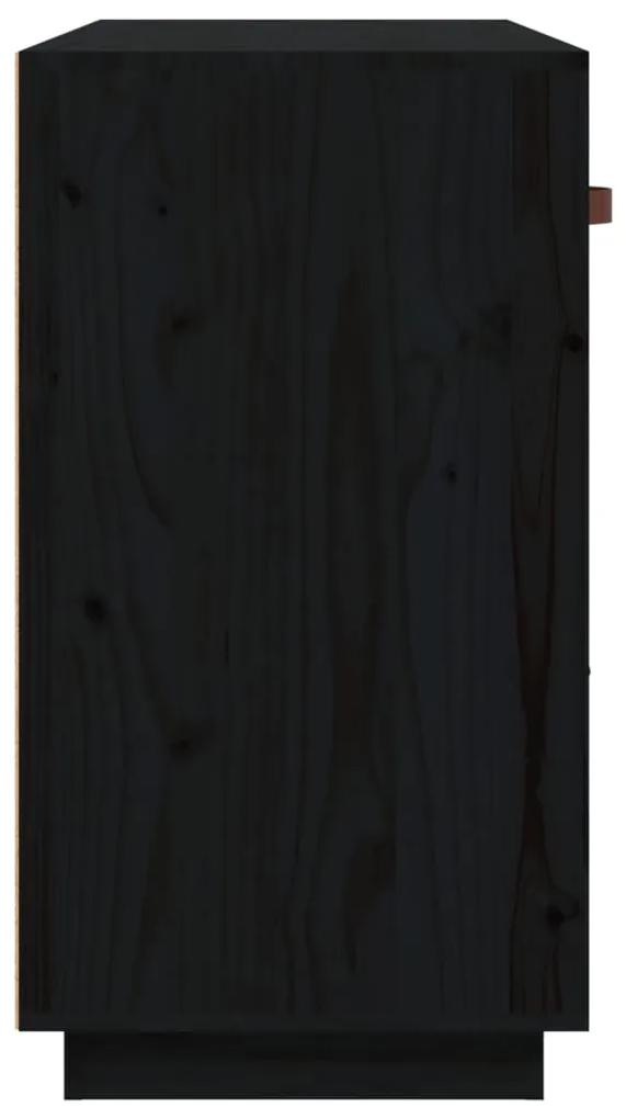 Příborník černý 100 x 40 x 75 cm masivní borové dřevo