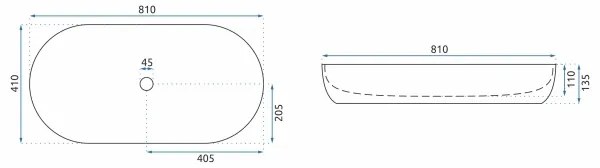 REA-U0563 - Umyvadlo na desku CLEO 41x81 cm keramika/lesklá bílá