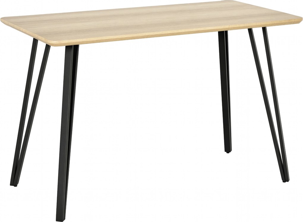 HOMCOM Průmyslový design jídlení stůl Velký zkosený vrch 120L x 60W x 75H cm Černé kovové nohy na vlásky světlá dýha MDF | Aosom