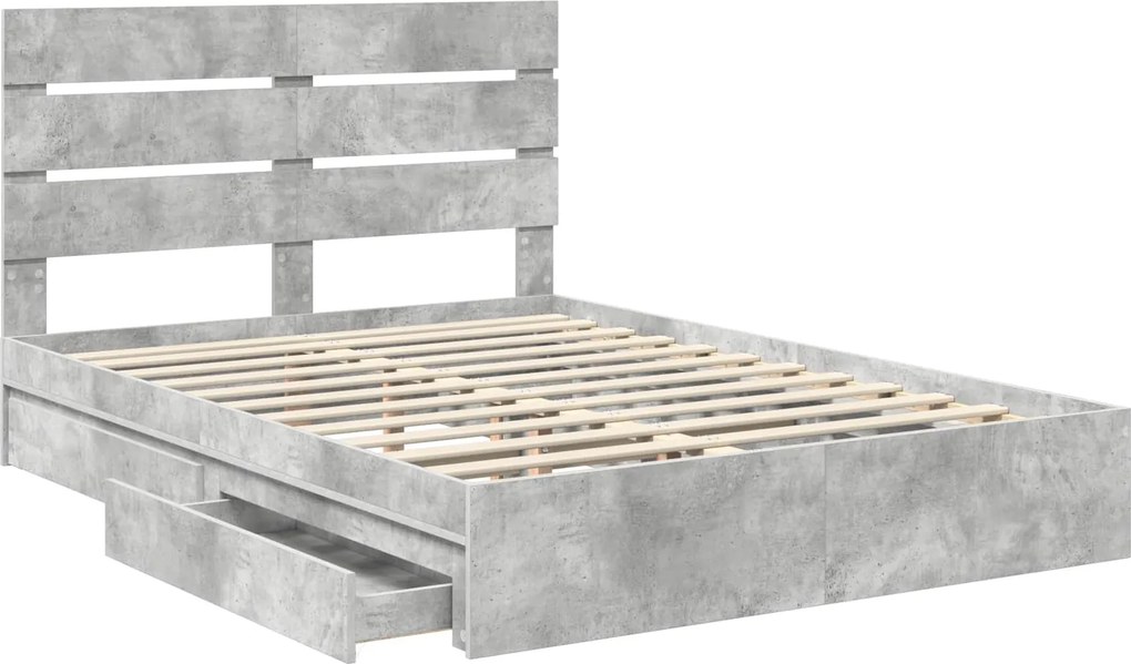 Postel s úložným prostorem s čelo Betonově šedá 150 x 200 cm 3411890