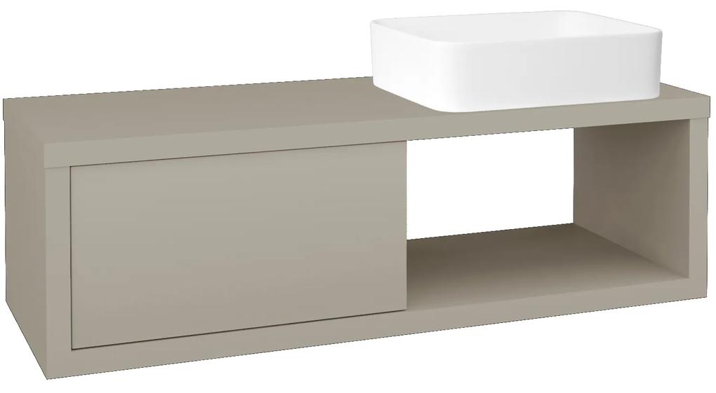 Dřevojas Koupelnová skříň STORM SZZO 120 (umyvadlo Joy) Varianta: D05 Oregon / L01 Bílá vysoký lesk / Levé