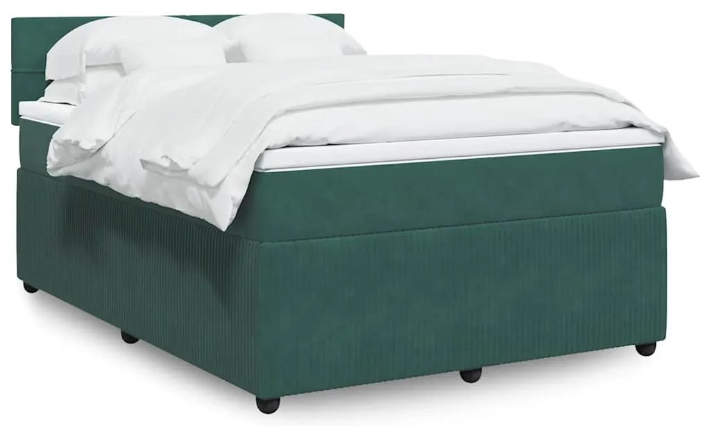 Box spring postel s matrací tmavě zelená 160x200 cm samet 3290085