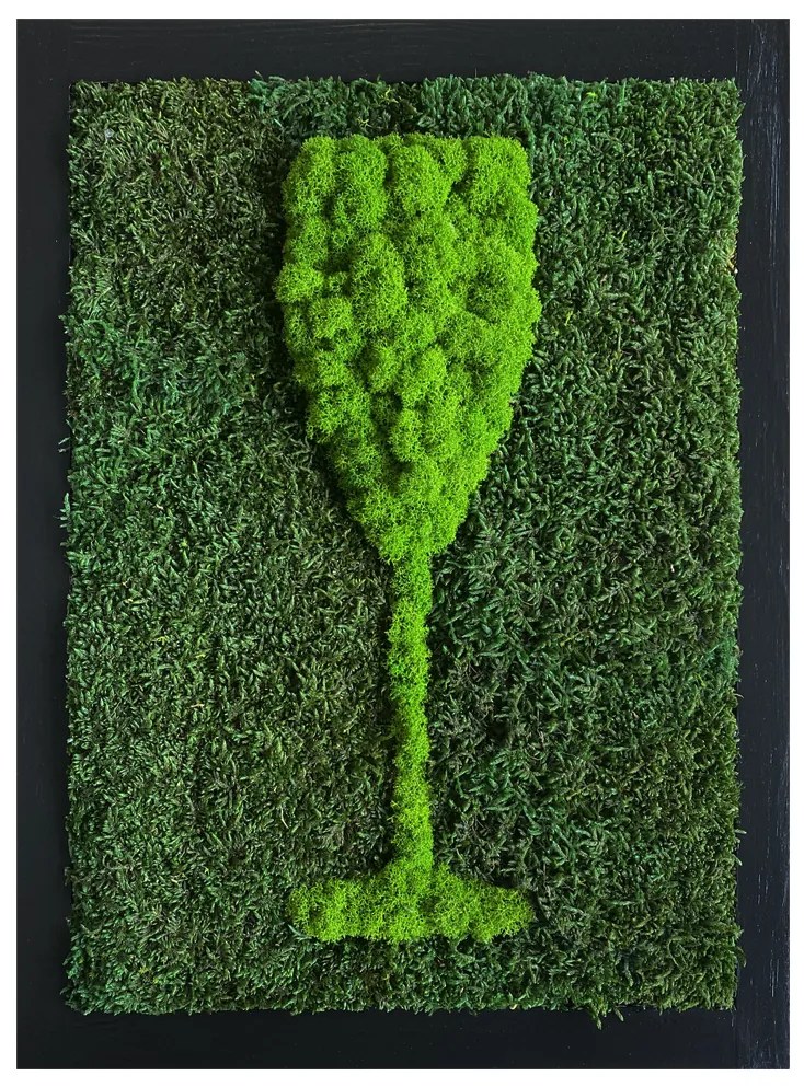 Mechový obraz z masivu| sobí mech Rozměr obrazu: 56x34 cm, Barva rámu: Ořech světlý (mořená borovice), Síla rámu (pohledová): 4,5 cm