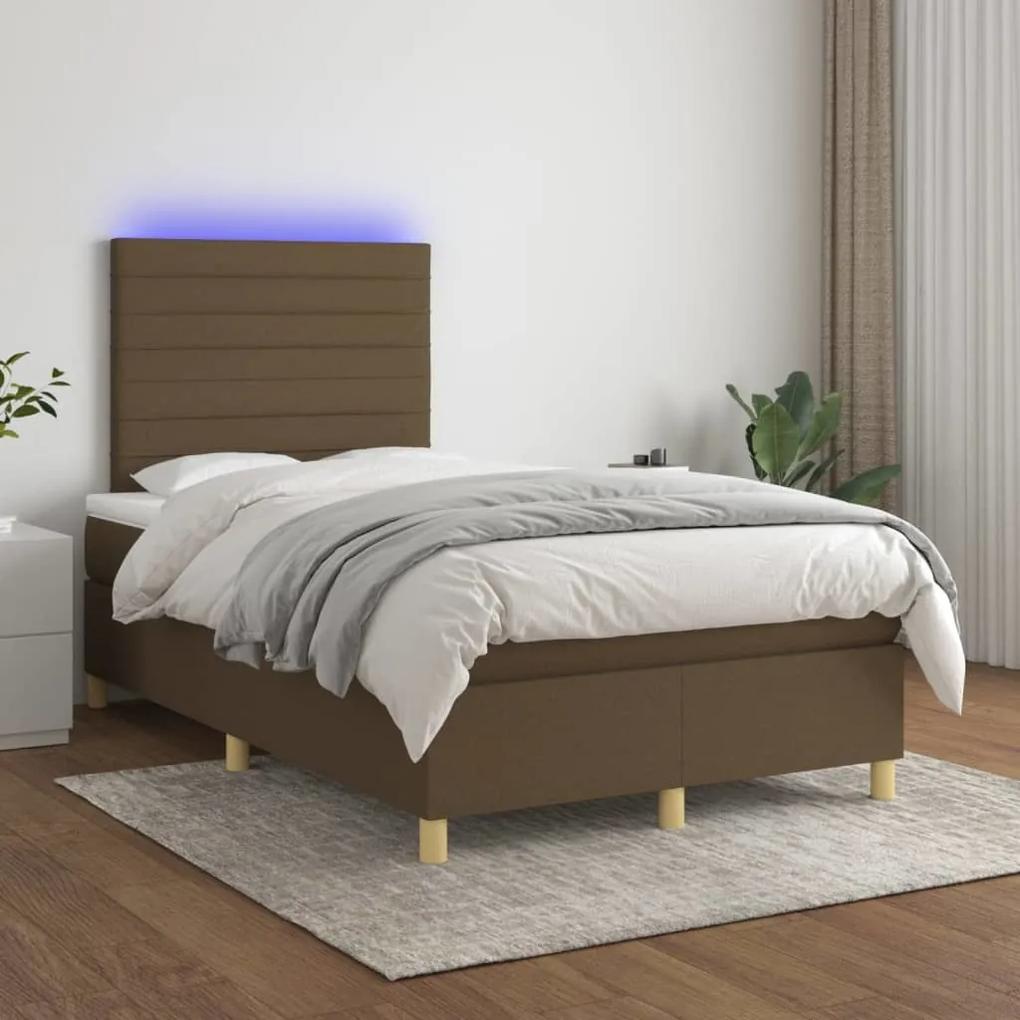 vidaXL Box spring postel s matrací a LED 120 x 200 cm textil [3135504] Barva: Modrá