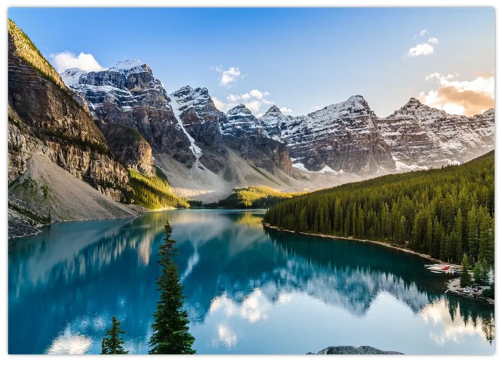 Skleněný obraz - Kanada, Národní park Banff, Moraine Lake (70x50 cm)