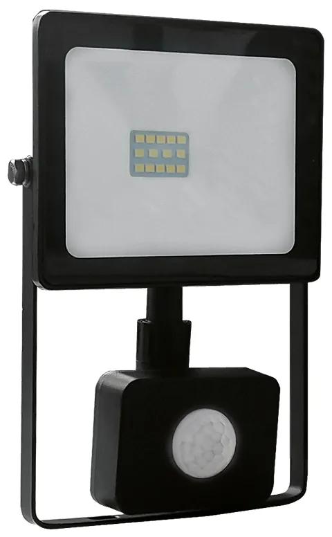 ACA Lighting LED venkovní reflektor Q 10W/230V/3000K/800Lm/110°/IP66, pohybový senzor, černý