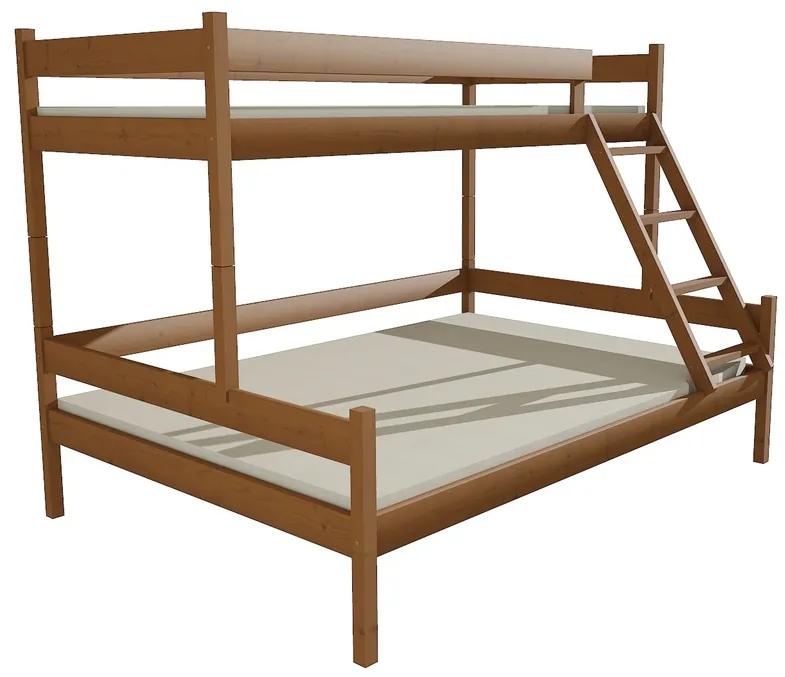 Vomaks Patrová postel s rozšířeným spodním lůžkem PPS 002 100/120 x 200 cm moření ořech
