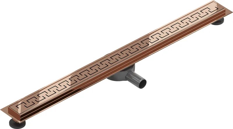 Mexen Flat 360°, lineární podlahový žlab 90 cm, růžové zlato, 1624090-40