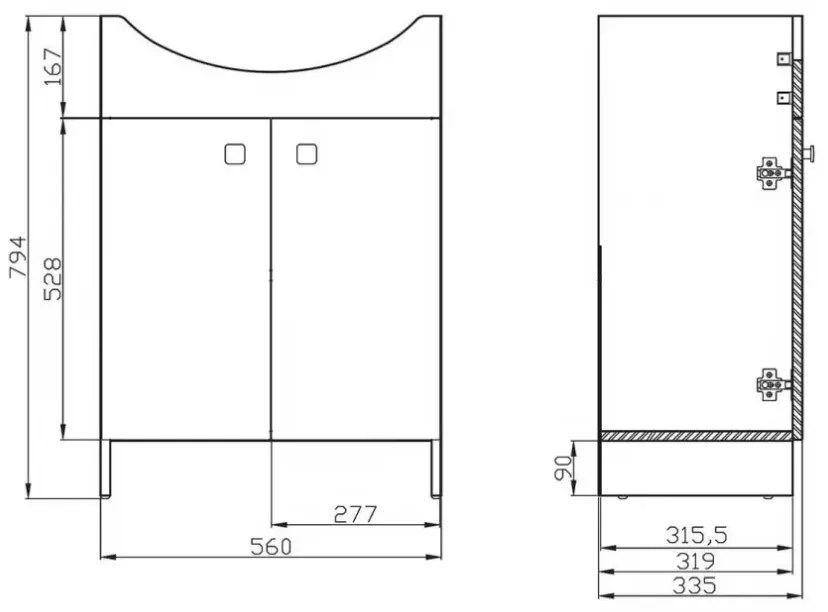 Cersanit Cersania+Rubid, umyvadlová skříňka + umyvadlo 60cm, bílá, S805-002-DSM