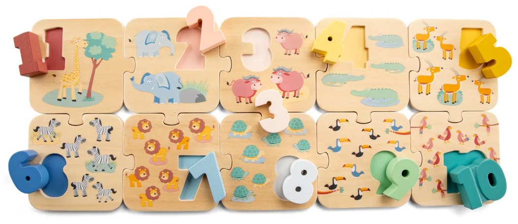 Puzzle - Učíme se číslice - safari