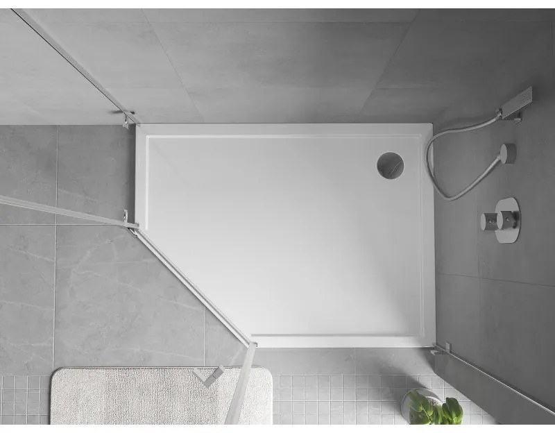 Mexen Flow Slim, pravostranná pětiúhelníková sprchová vanička 100 x 80 cm, bílá lesklá, 46P108010R