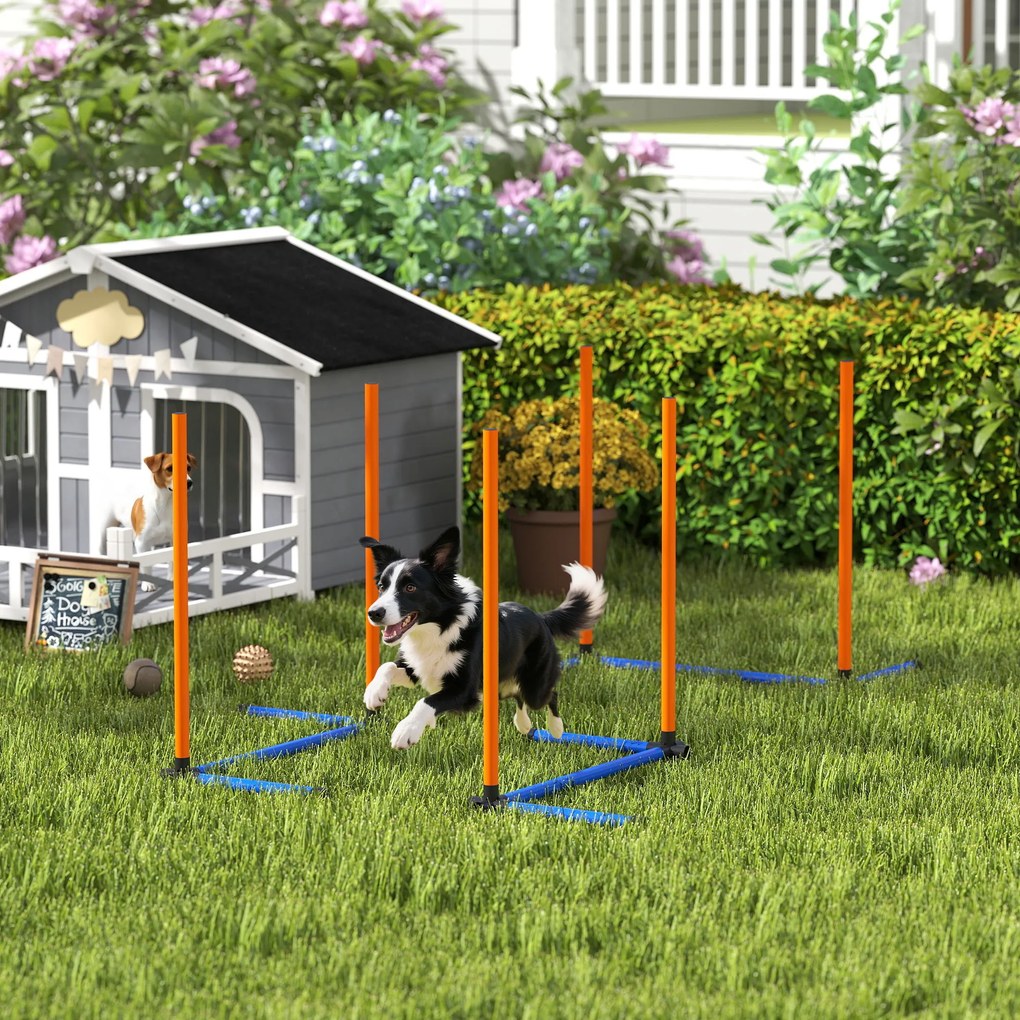Agility set pro psy 3dílné agility vybavení se slalomovými tyčemi Taška na přenášení Výcviková sada pro všechny velikosti psů Oranžová barva