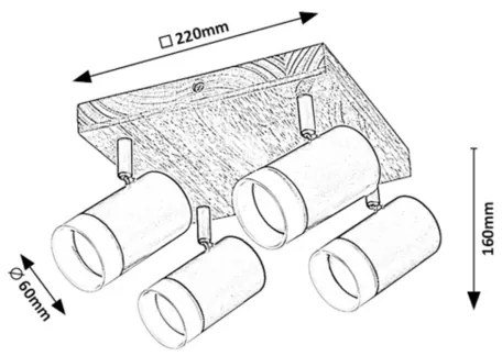 Rabalux 73124 - Stropní bodové svítidlo TORAS 4xGU10/5W/230V dub