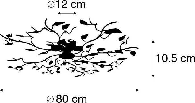 Chytré stropní svítidlo černé se zlatou barvou 80 cm 4-světla vč. 4 Wifi P45 - Foglie