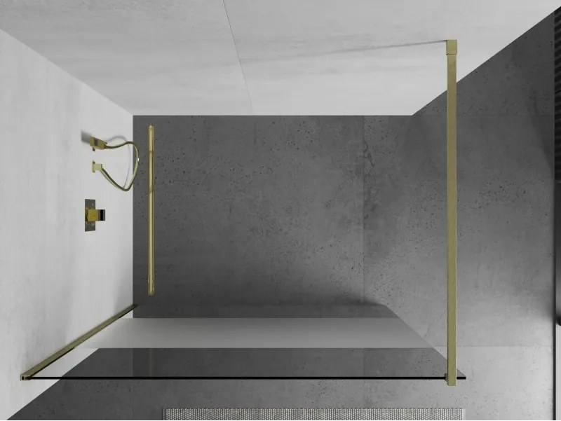 Mexen Kioto, sprchová zástěna Walk-In 100 x 200 cm, 8mm čiré sklo-námraza, zlatý matný profil, 800-100-101-55-35