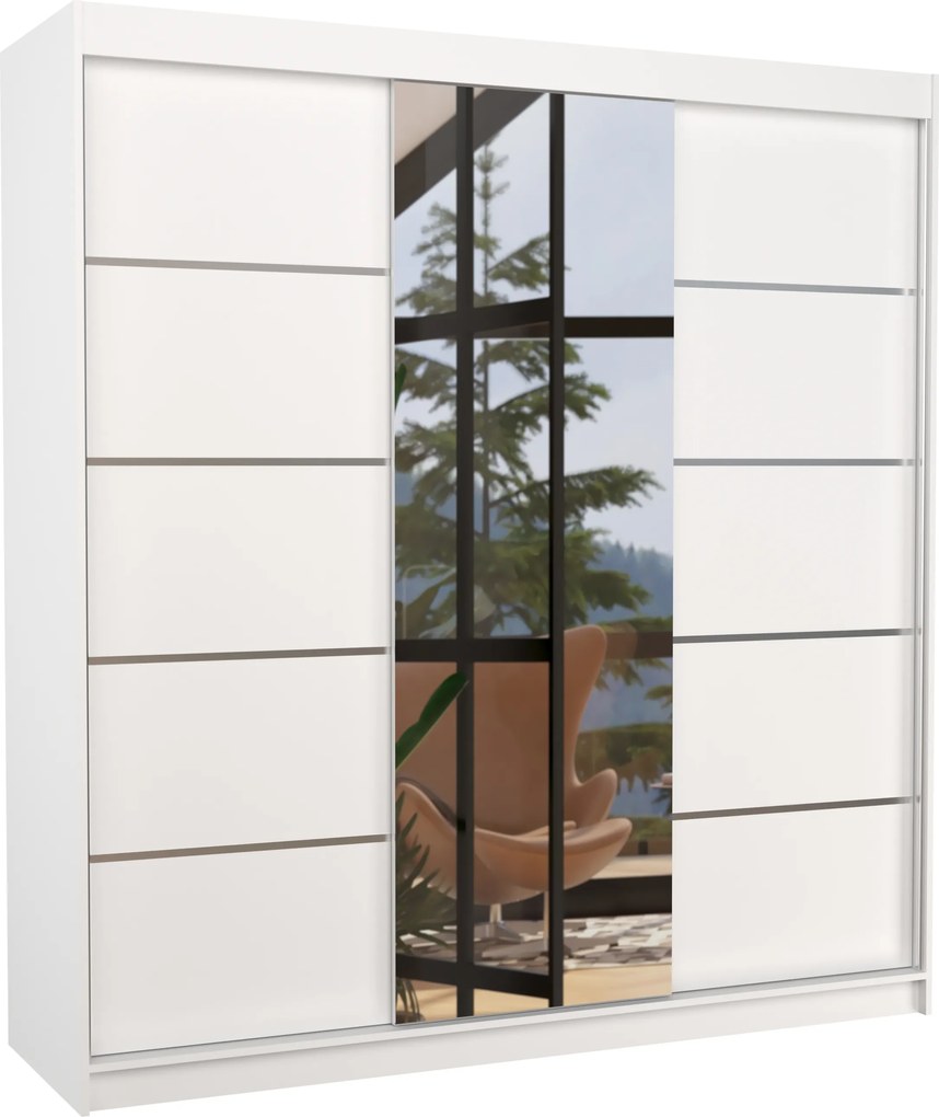ADRK Furniture Posuvná skříň se zrcadlem BERGEN 200 ADRK-SW-BER-W-200