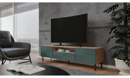 Televizní stolek RTV Kama 160/2K - dub artisan/zelená