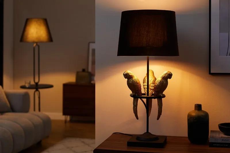 Stolní lampa Wildlife Parrot 75cm černé zlato/ 44355