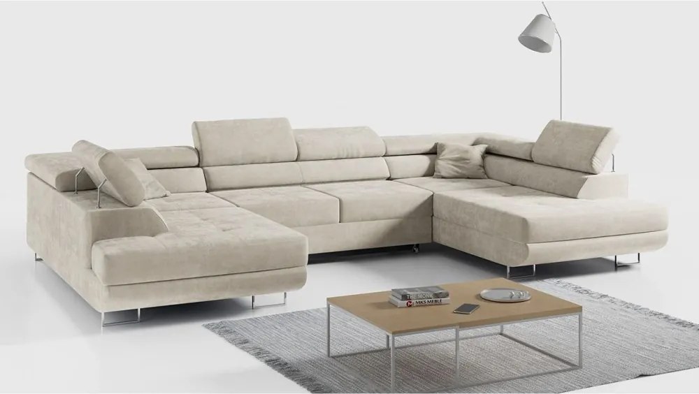 Rozkládací rohová sedačka TARGEN U 337x202cm - rozklad a úložný prostor béžová - Paros 02 univerzální