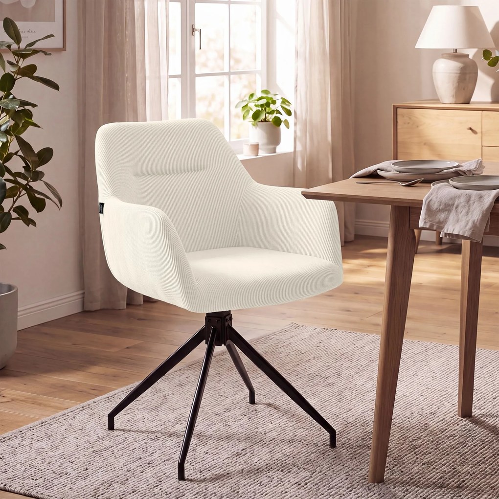 Jídelní židle Merlinda manšestr – krémová