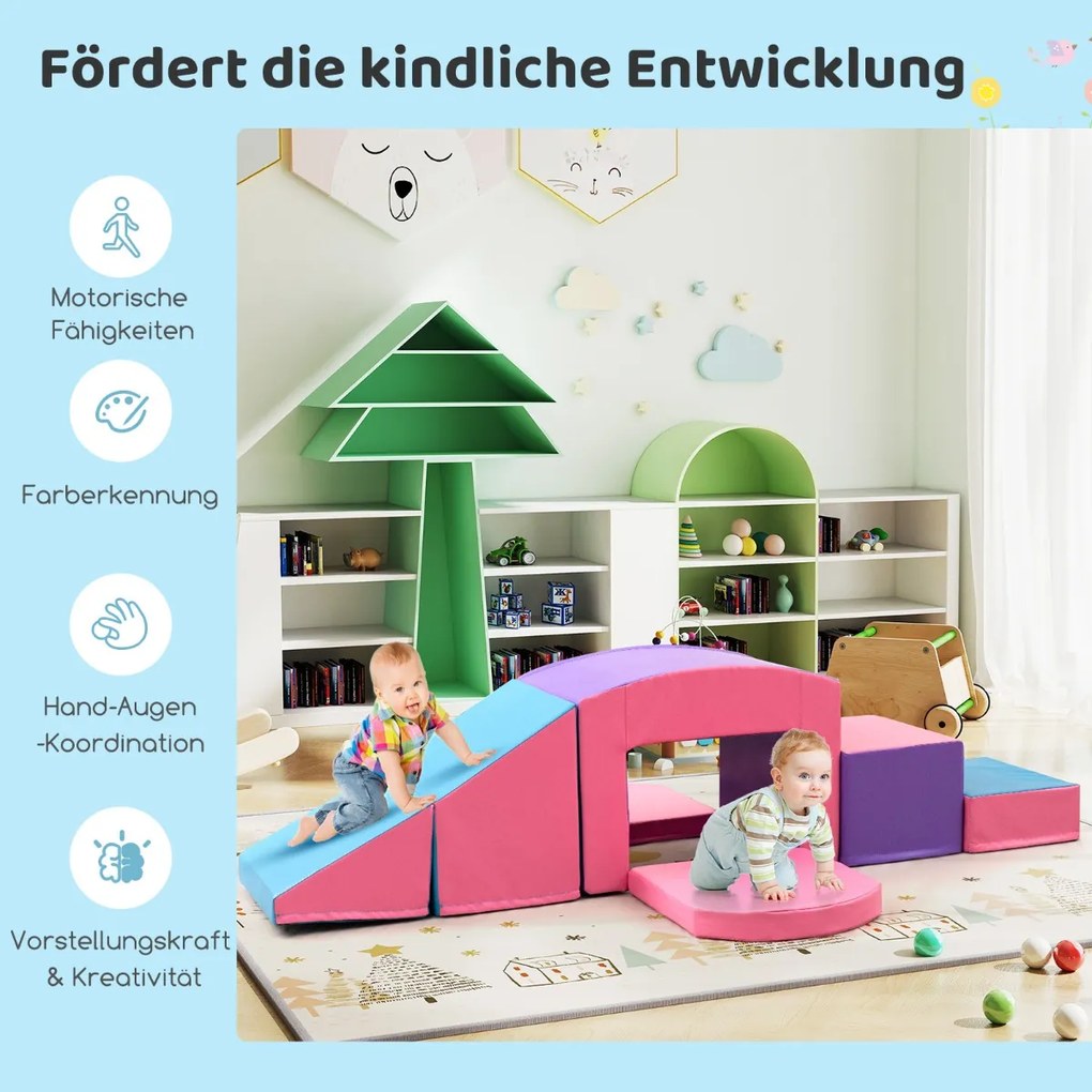 Costway 6 ks. Schaumstoffbausteine Softbausteine mit Tunne Treppe a Rampe