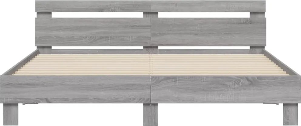 Rám postele s čelem a LED osvětlením šedý sonoma 160 x 200 cm 3207537
