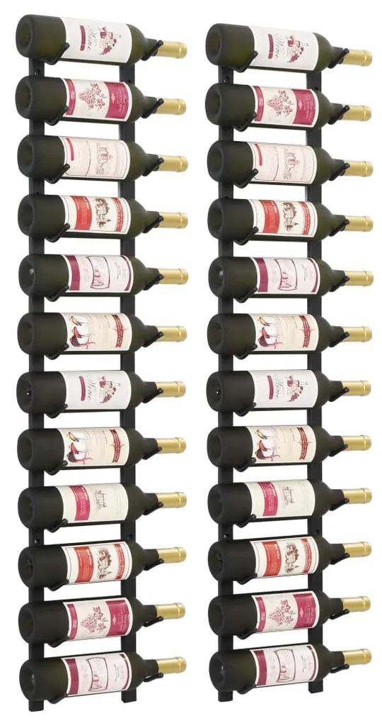Nástěnný stojan na víno Coowara na 12 lahví - 2 ks | černý