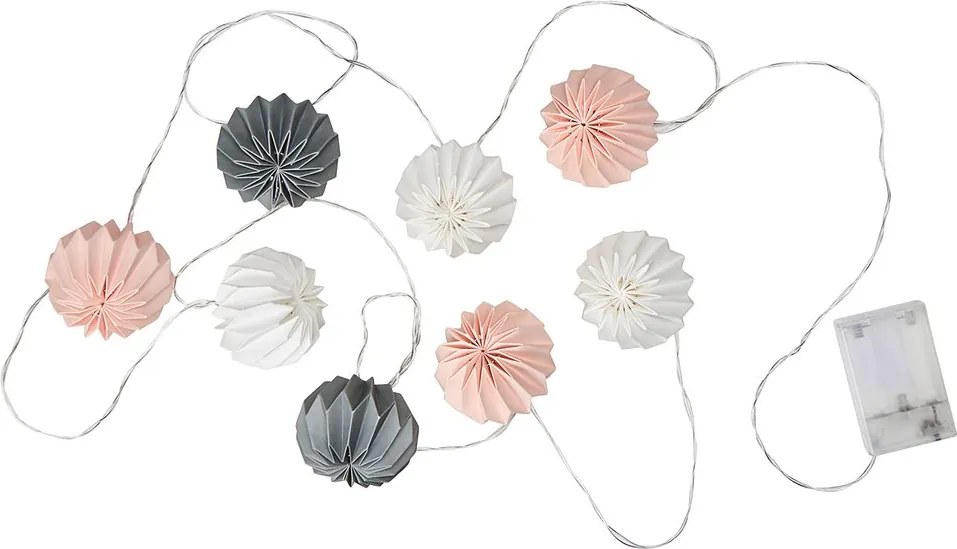 HANAMI LED Světelný řetěz lampióny 8 světel - růžová/šedá