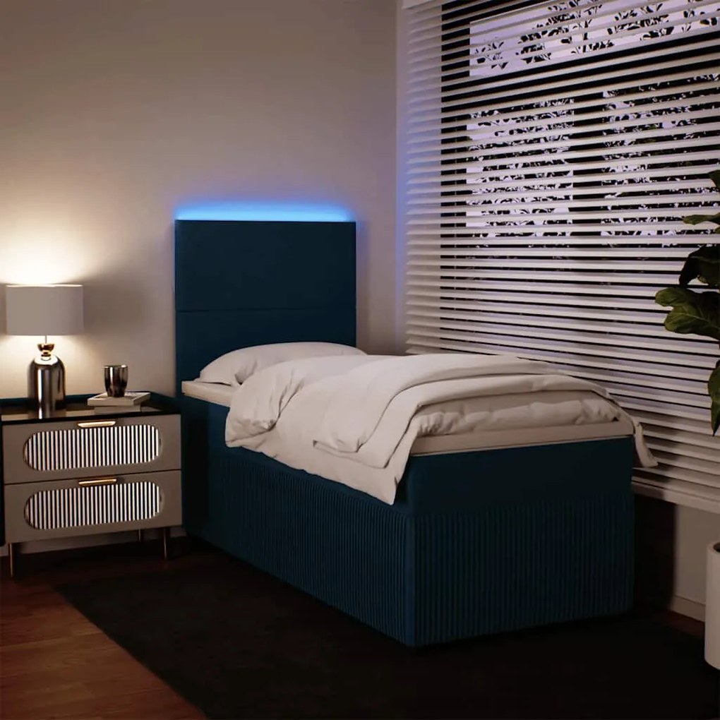 Box spring postel s matrací modrá 80 x 200 cm samet 3294488