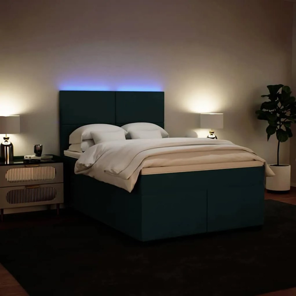 Box spring postel s matrací tmavě zelená 160x200 cm samet 3293251