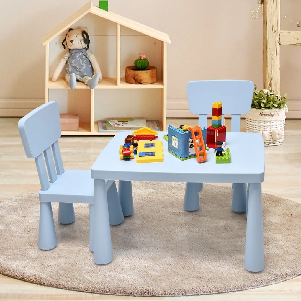 Costway 3 PCS. Kindersitzgruppe Kindertisch mit 2 Stühlen Kindermöbel aus