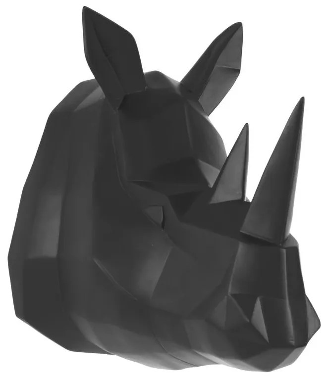Time for home Černá nástěnná dekorace Origami ve tvaru nosorožčí hlavy