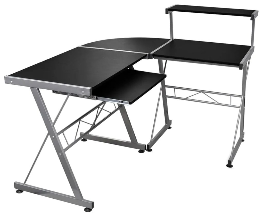 Rohový počítačový stůl černý 132 x 112 x 99 cm kompozitní dřevo 20585