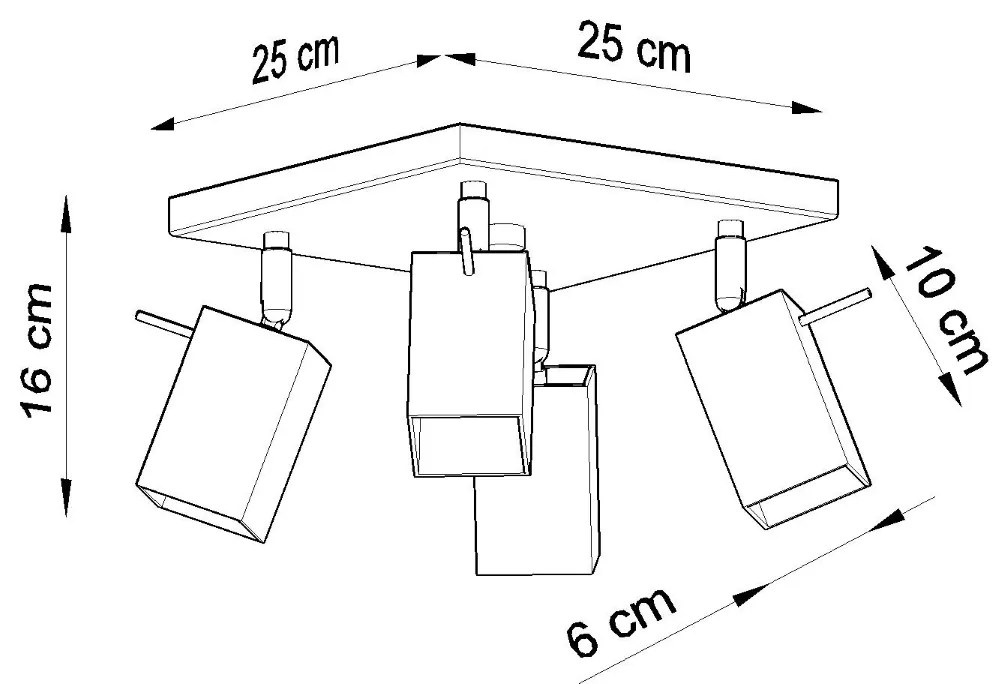 Stropní svítidlo Merida, 4x černé kovové stínítko, (možnost polohování)