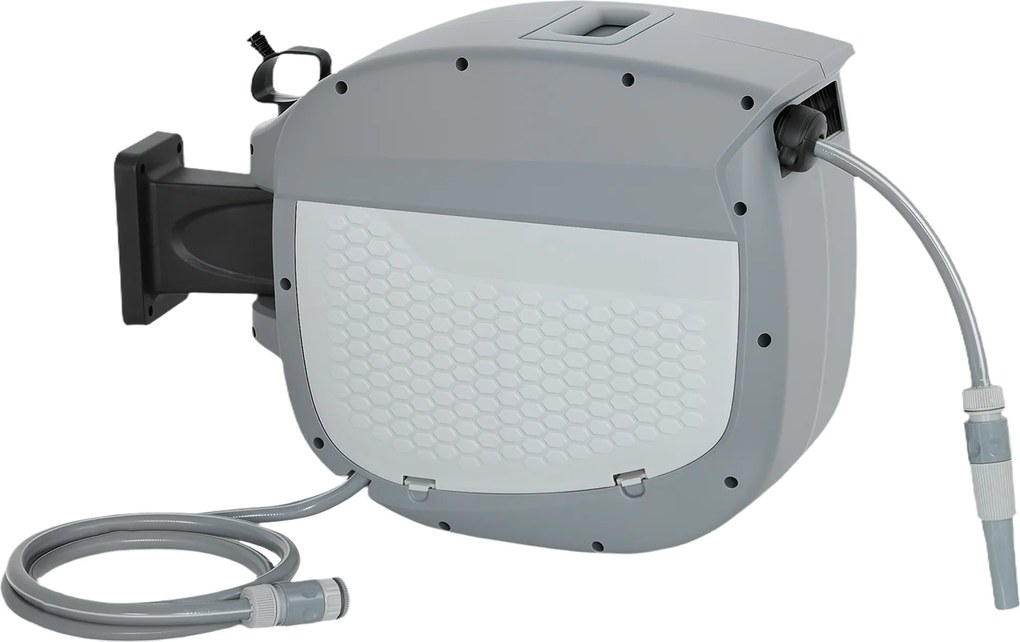 Outsunny Hadicový naviják se zahradní hadicí 30 m, otočný o 180° Box na hadici s automatickým navíjením Samosvorný