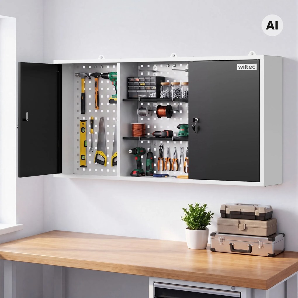 Dílenský regál Wiltec – 60 × 120 × 19 cm, šedá (60237)