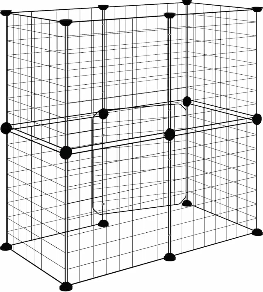 12panelová ohrádka pro zvířata s dvířky černá 70 x 35 x 70 cm ocel 3114033